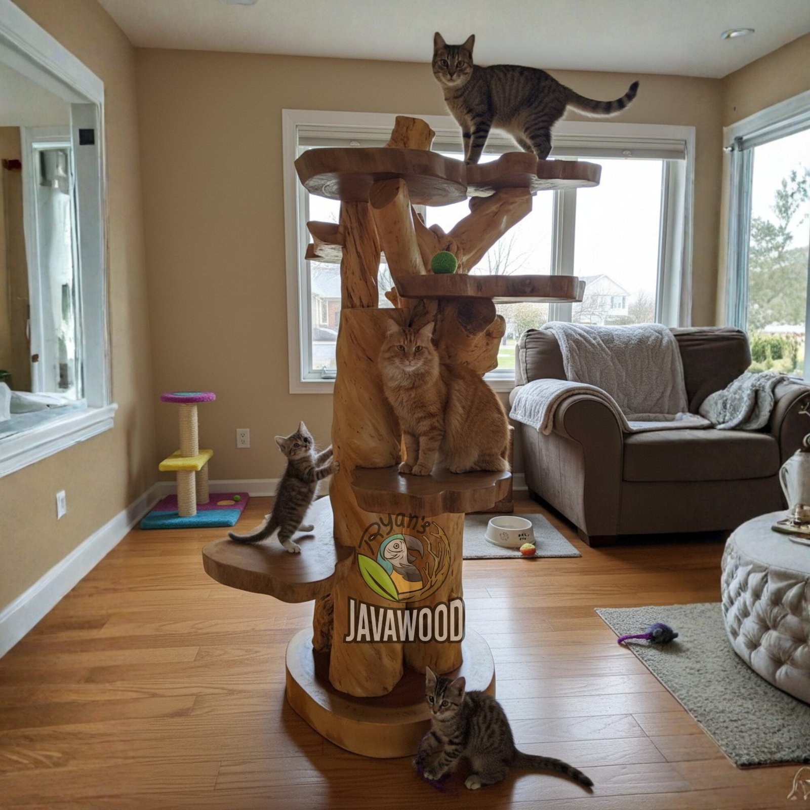 Majestic Natural Cat Tree Stand | Premium Wood Feline Tower